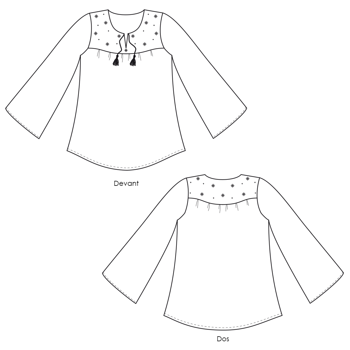 Patron couture de blouse à manches pagoes THÉTIS